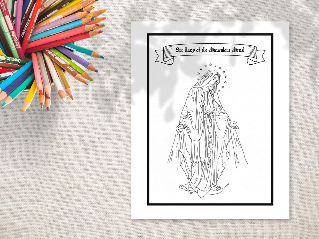Our Lady of the Miraculous Medal Coloring Page - Catholic Art (PDF ...