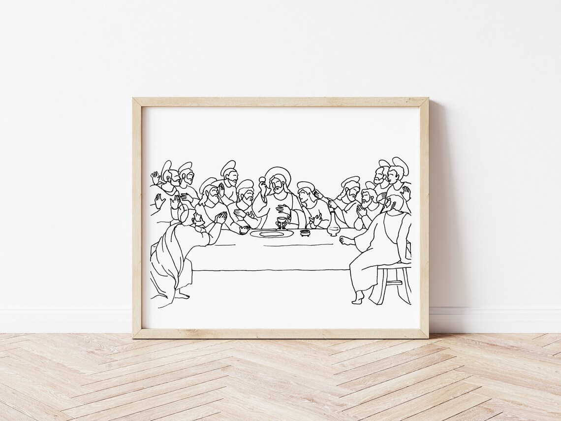 Catholic Print Last Supper Line Art Ultima Cena 12X16 | Etsy