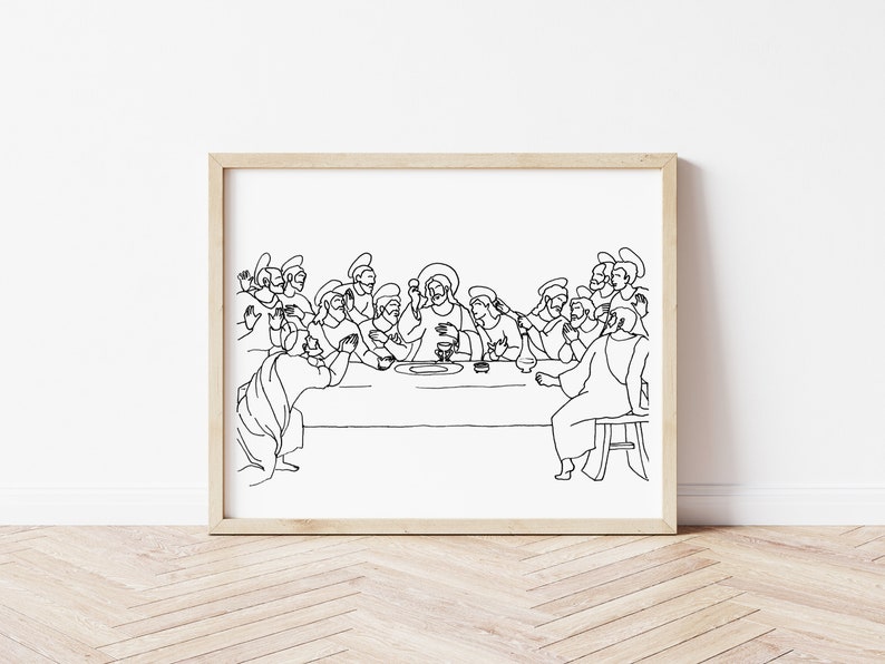 Catholic Print Last Supper Line Art - Ultima Cena - 12X16 Print - Etsy