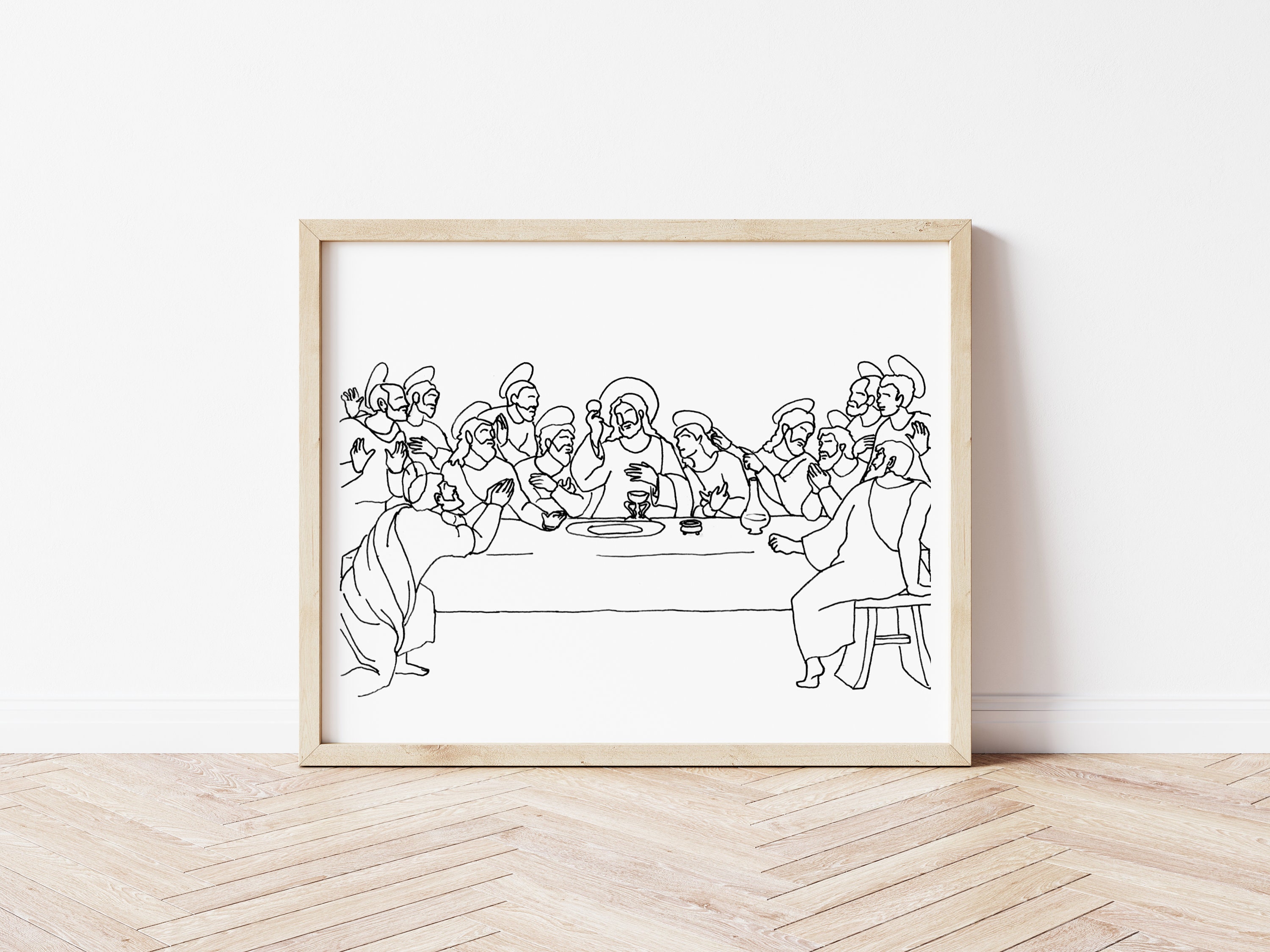 Catholic Print Last Supper Line Art Ultima Cena 12X16 - Etsy