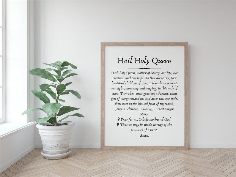 Hail Holy Queen Prayer Print - Catholic Art, Salve Regina (digital ...