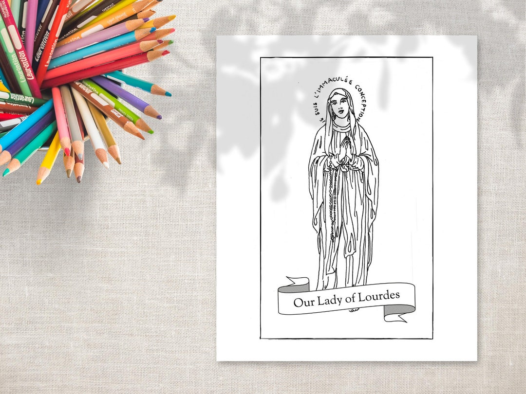 Printable Coloring Page Our Lady of Lourdes - Etsy Portugal