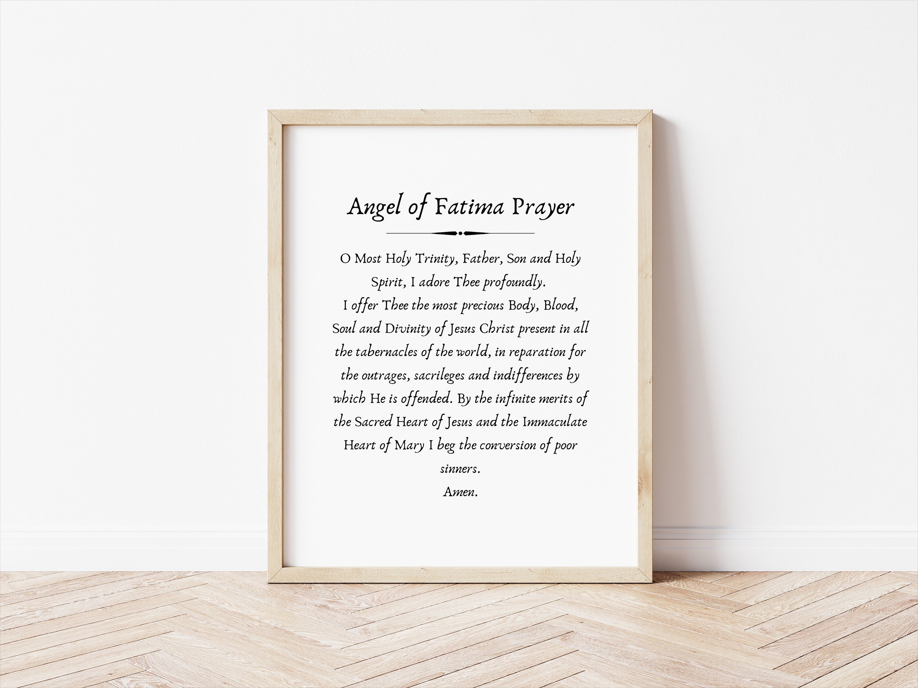 Catholic Prayer Print "angel of Fatima Prayer" - O Most Holy Trinity ...