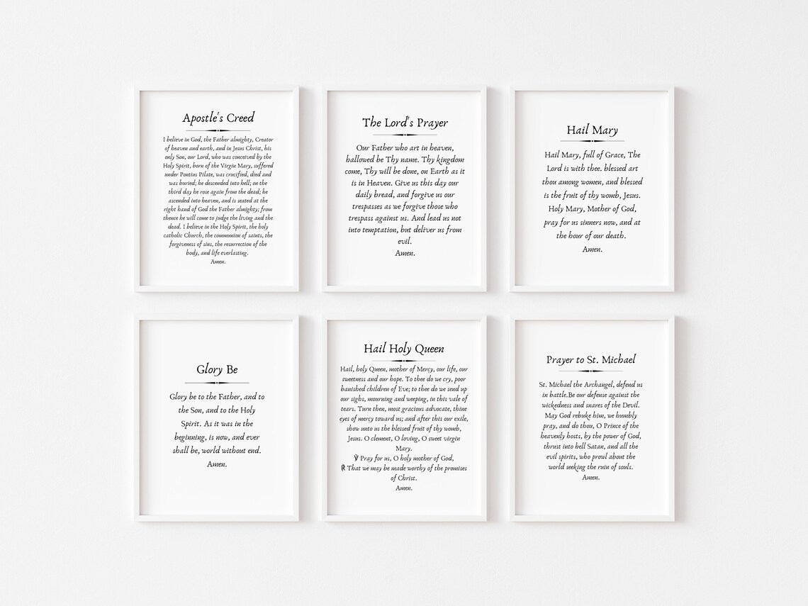 Catholic Prayer Print ULTIMATE Bundle - Our Father, Hail Mary, Glory Be ...