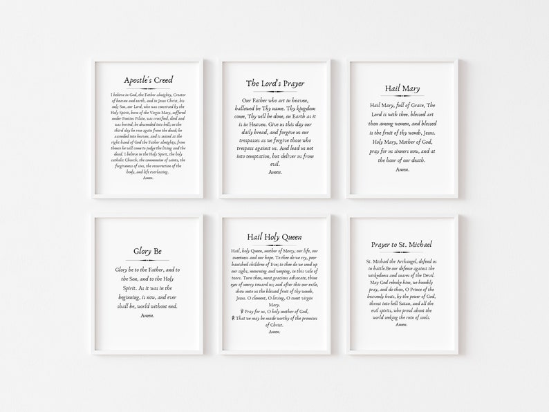Catholic Prayer Print ULTIMATE Bundle - Our Father, Hail Mary, Glory Be ...