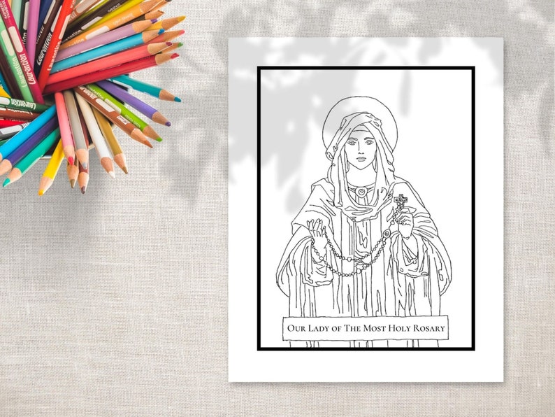 Printable Coloring Page our Lady of the Rosary - Etsy Ireland