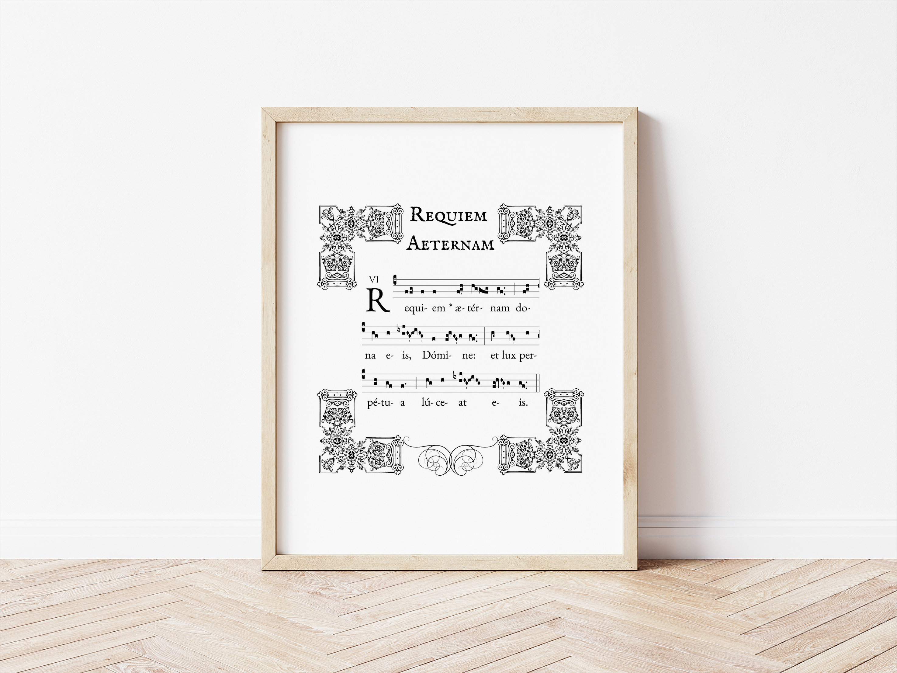 Gregorian Chant Print - Requiem Aeternam Art Print - Catholic Sheet ...
