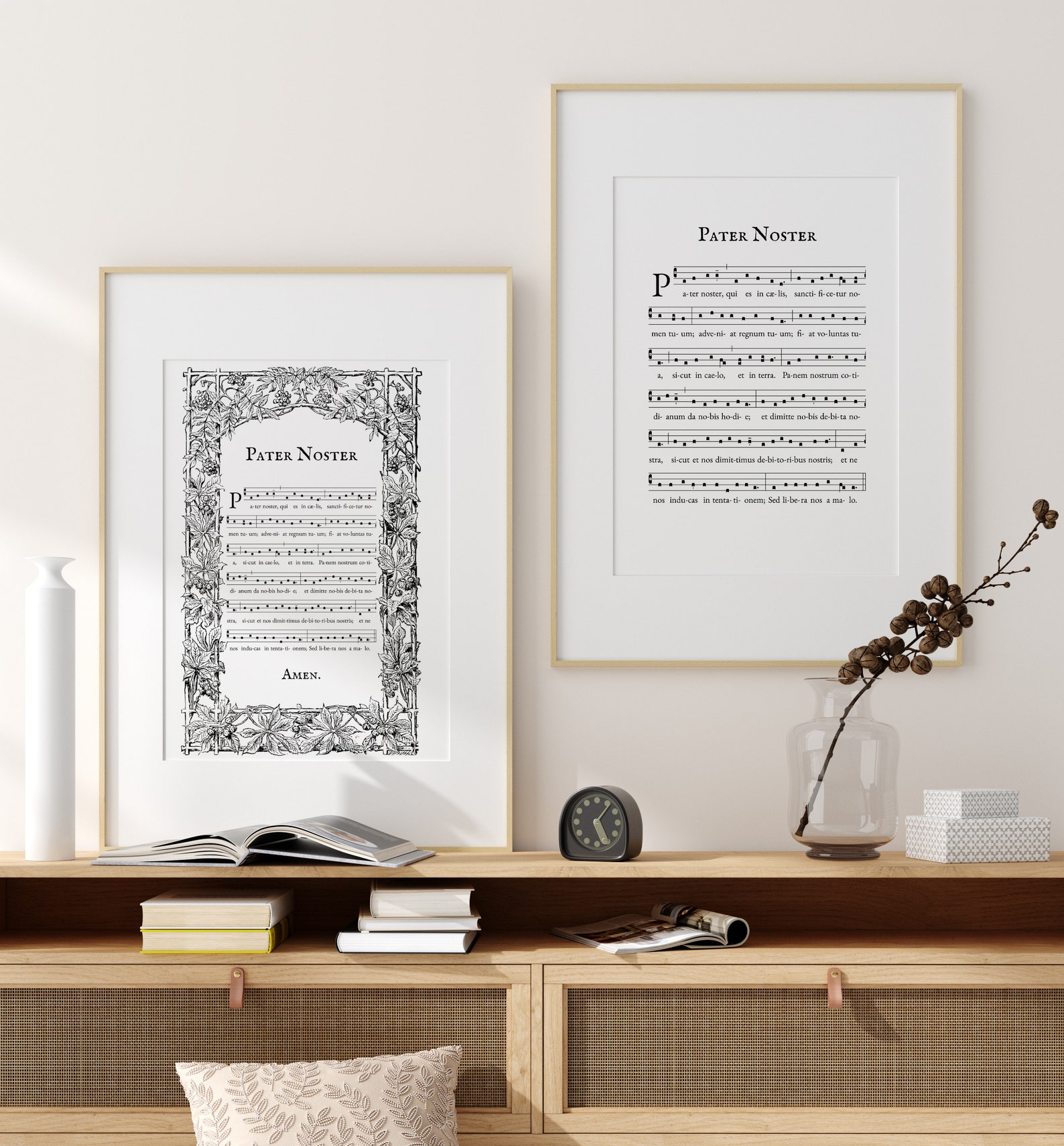 Gregorian Chant Print Pater Noster Art Print Catholic Sheet Music Art ...
