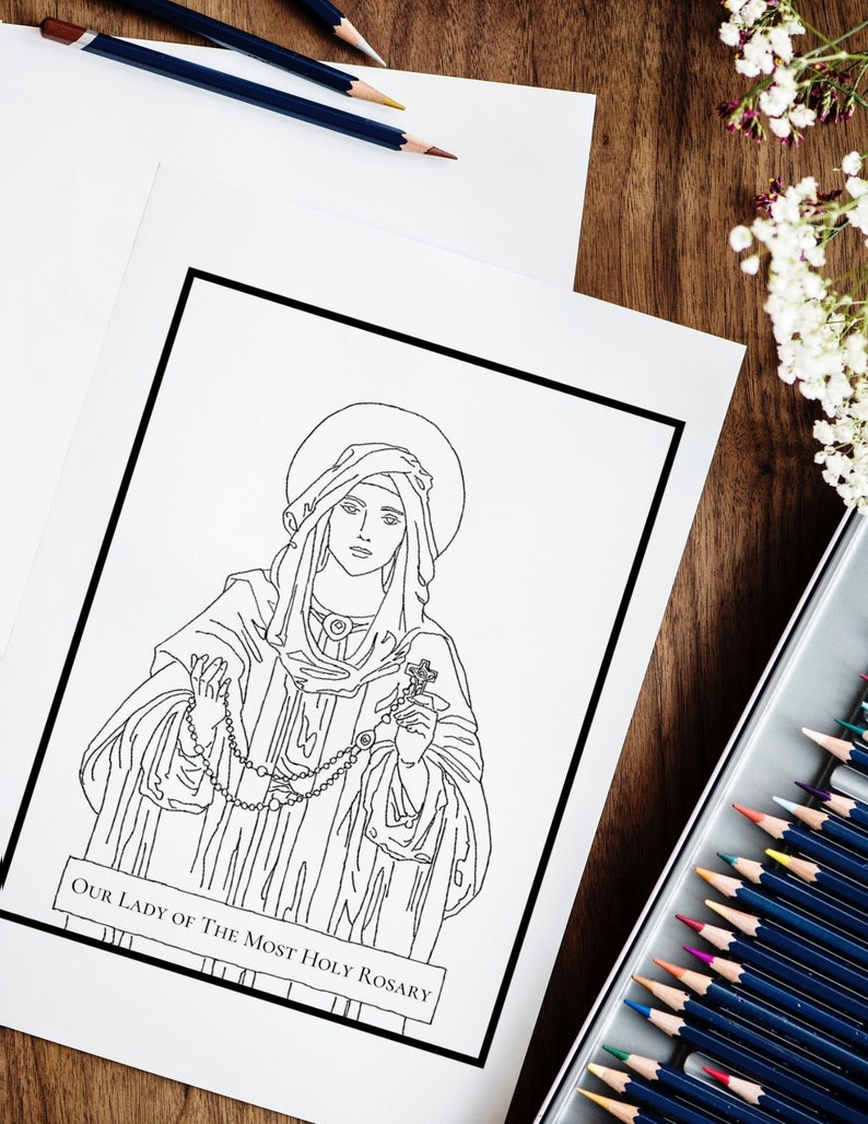 Printable Coloring Page our Lady of the Rosary - Etsy Ireland