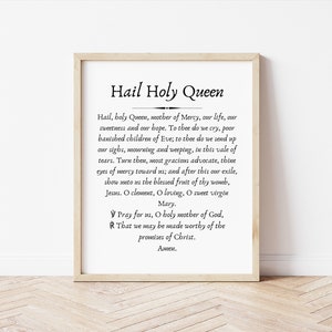 Catholic Prayer Print "hail Holy Queen" - Printable "salve Regina ...