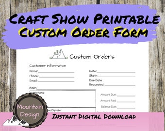Printable Craft Show Detail Information Form A4 and US Letter Instant ...