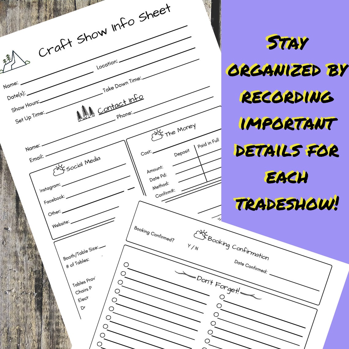 Printable Craft Show Detail Information Form A4 and US Letter - Etsy