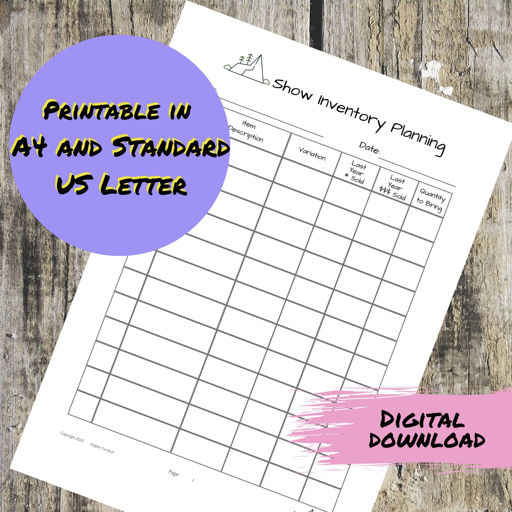 Printable Craft Show Inventory Sheets