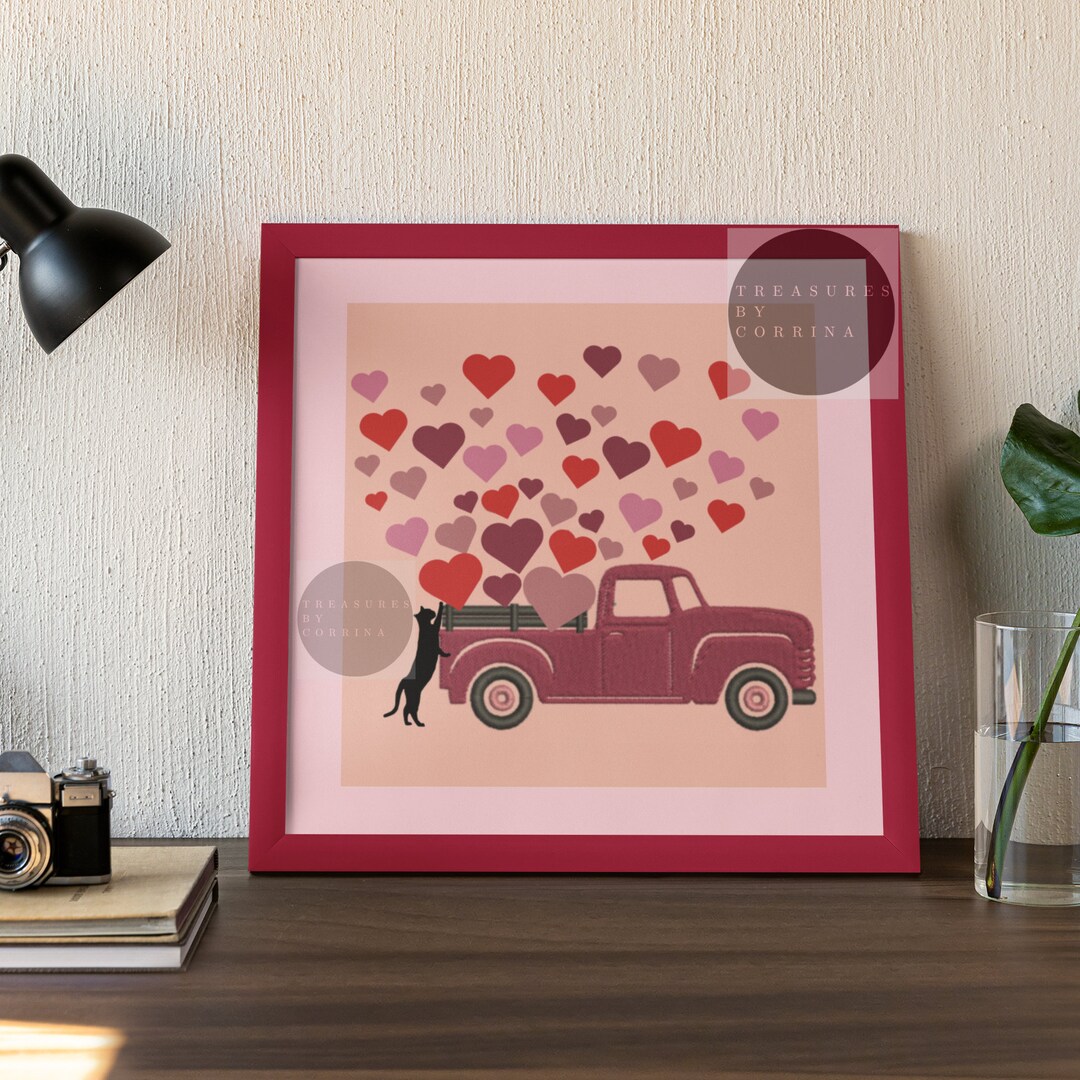 Instant Download, Valentine's Day Art, Digital Art, Cat Art, Digital ...