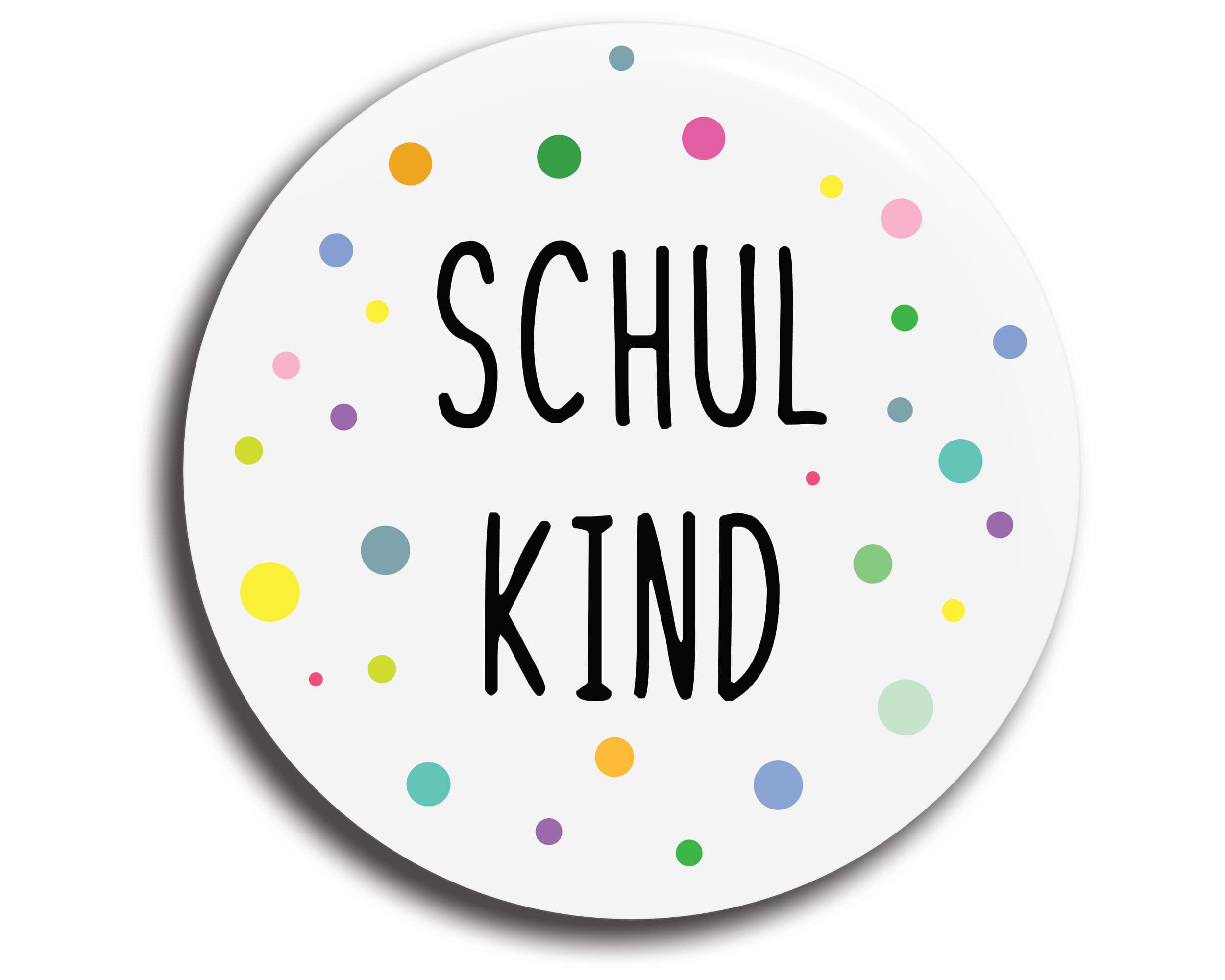 Button "Schulkind" mit Konfetti Muster 32mm zur Einschulung ...
