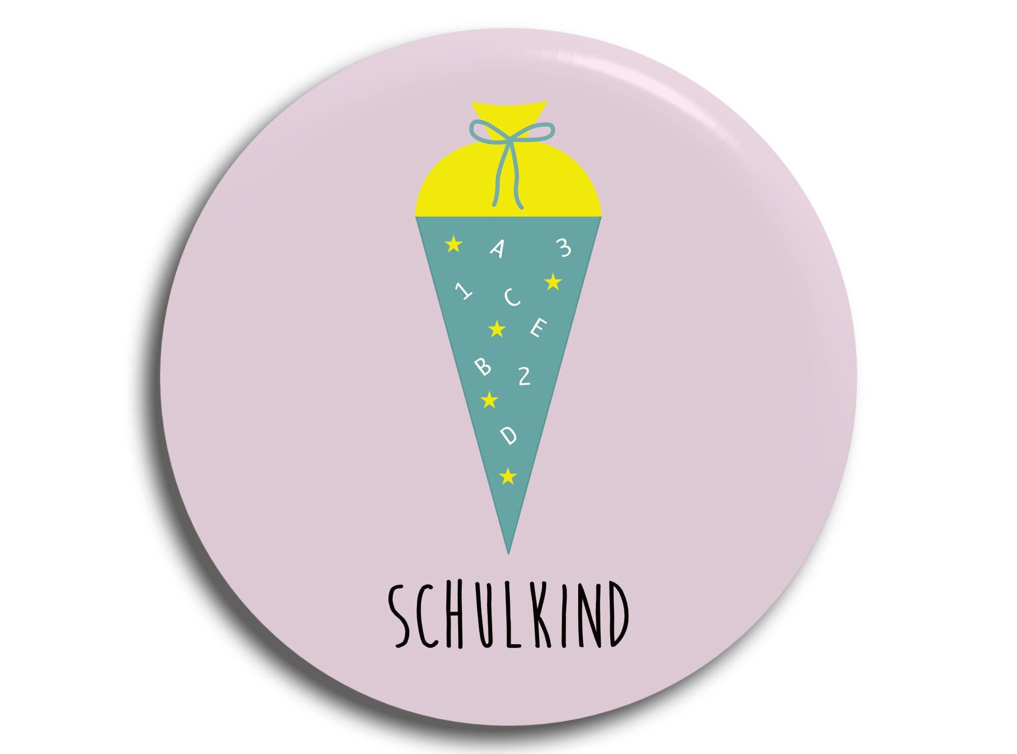 Button Schulkind mit Schultüte rosa Motiv 37mm zur Einschulung ...