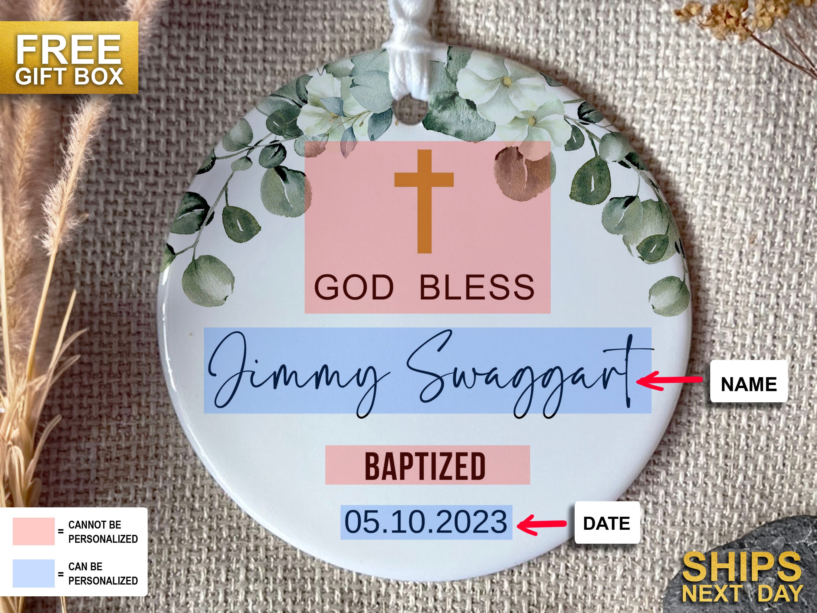 Personalized Baptism Keepsake Gift Baptism Ornament Gift for Baby ...