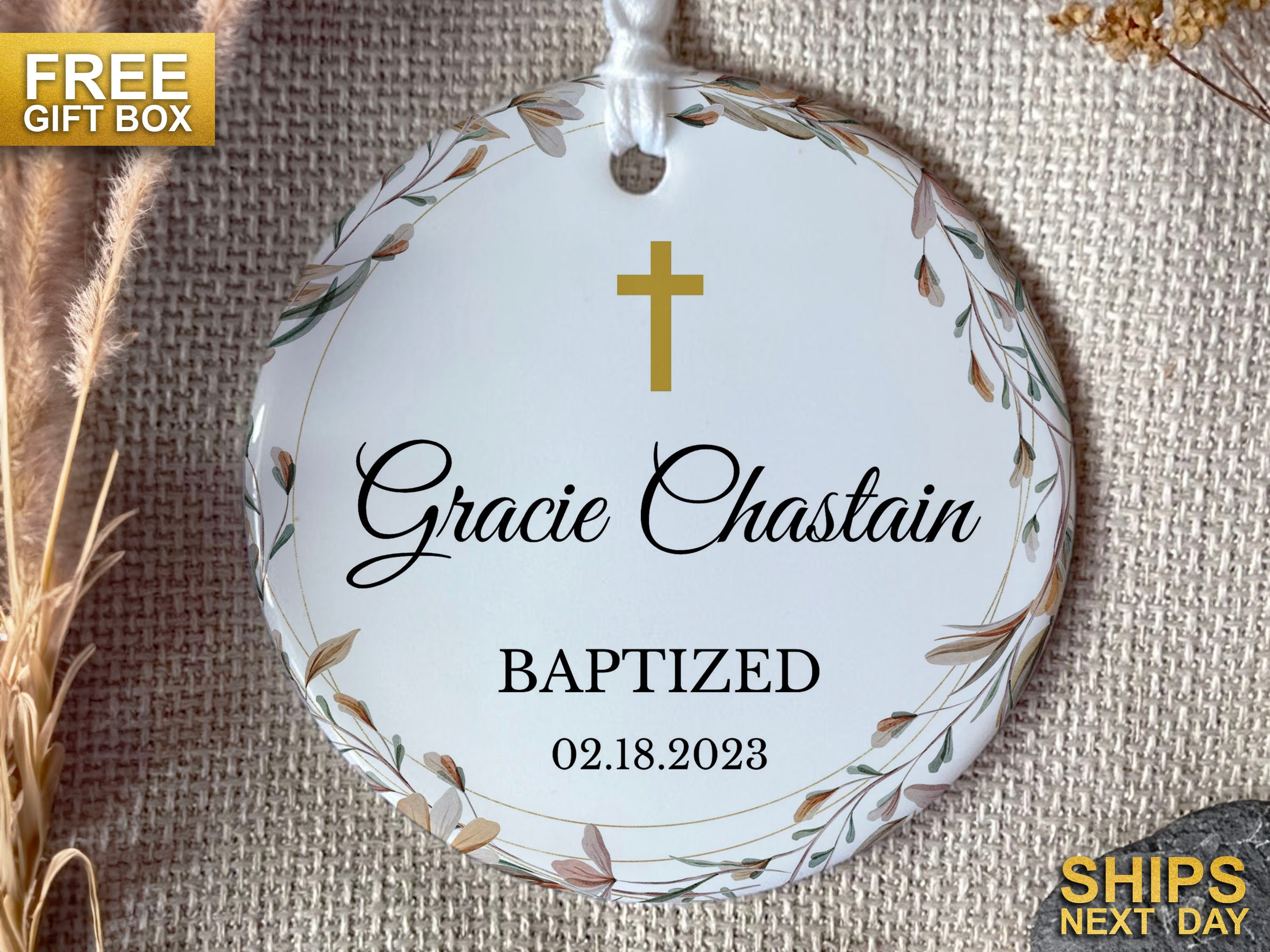 Custom Baptism Gift Personalized Baptized Cross Ornament Gift for Girl ...