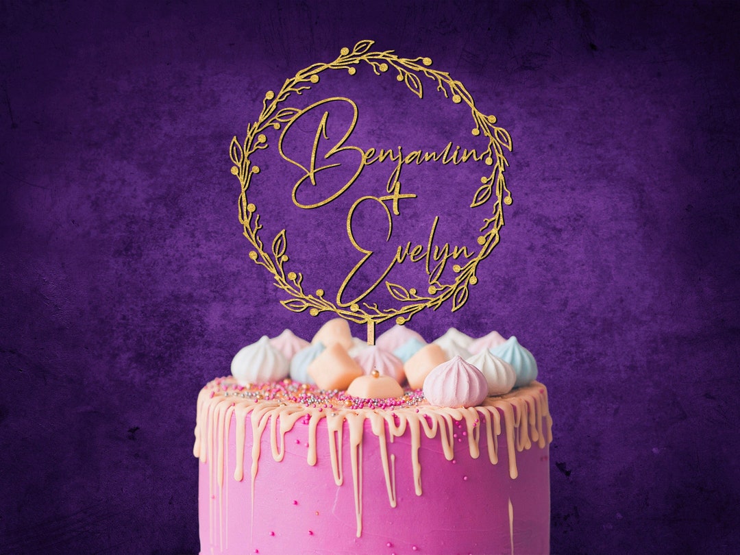 Custom Names Cake Toppers Rose Gold Wedding Cake Topper Personalized ...