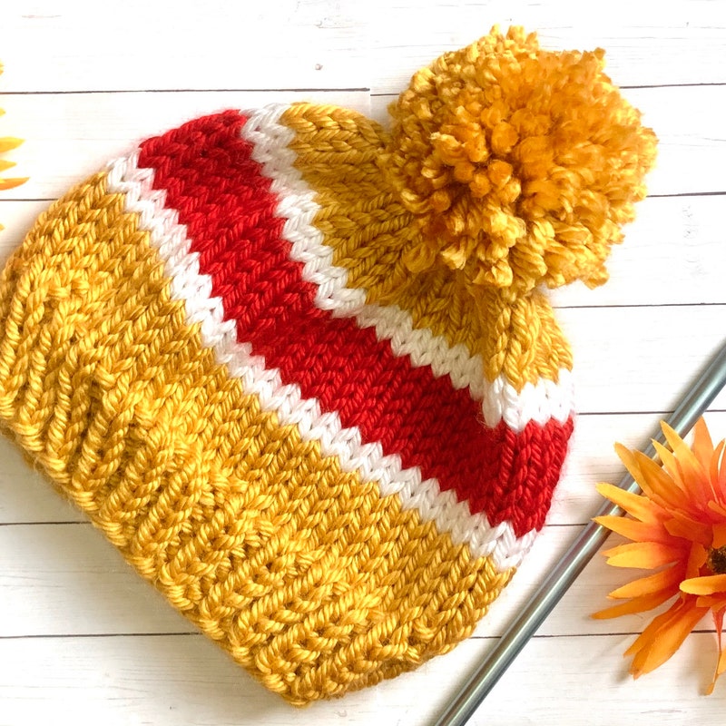 Striped Knit Hat - Etsy