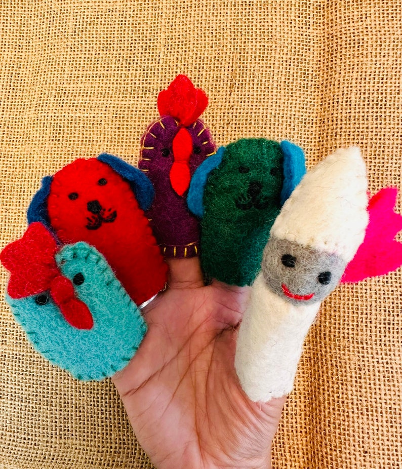 Felt Finger Puppets Handmade in Nepal/ Hypoallergenic/ Sustainable ...
