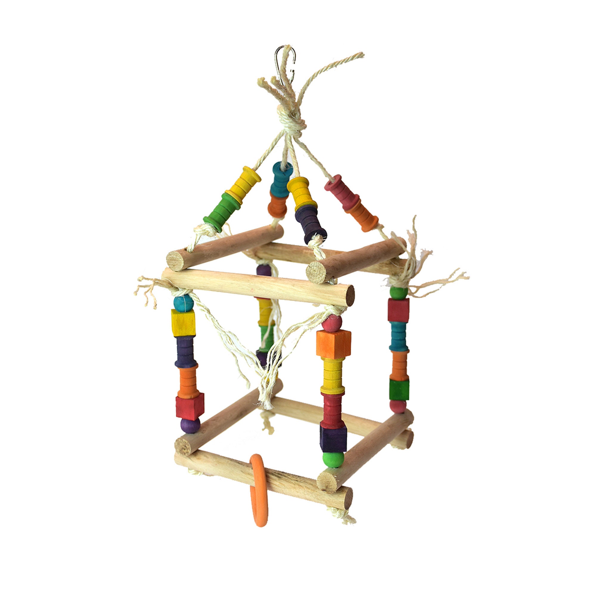 Small Natural Wood Hanging Parrot Play Gym - Etsy