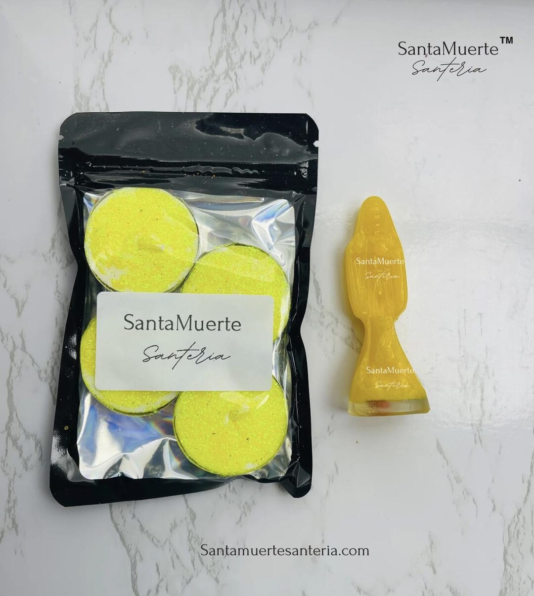Holy Death Yellow Starter Kit,holy Death Statue,fixed Candles,kit De ...