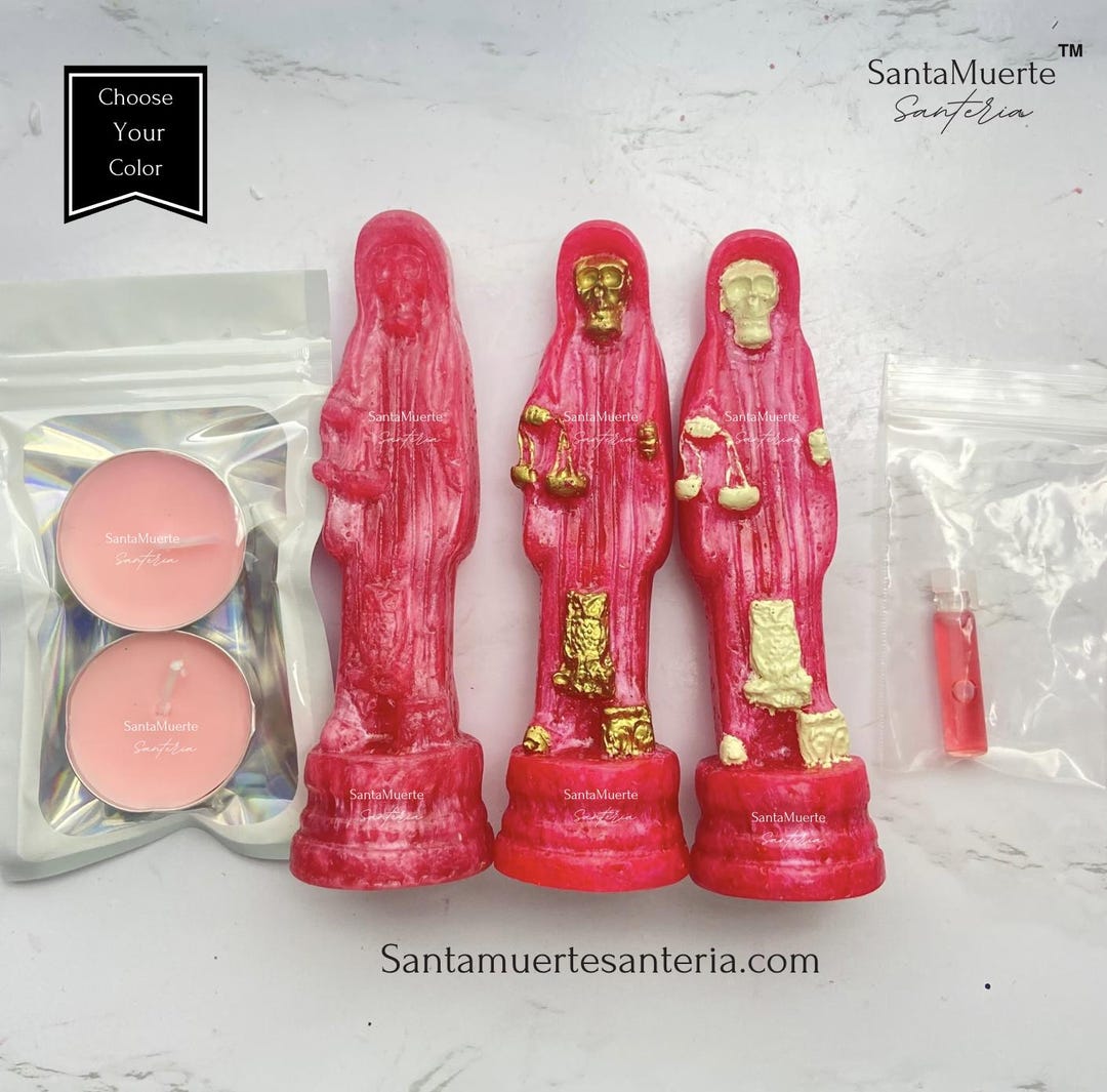 Holy Death Amulet, Holy Death Pink Statue, Santa Muerte Amuleto, Santa ...