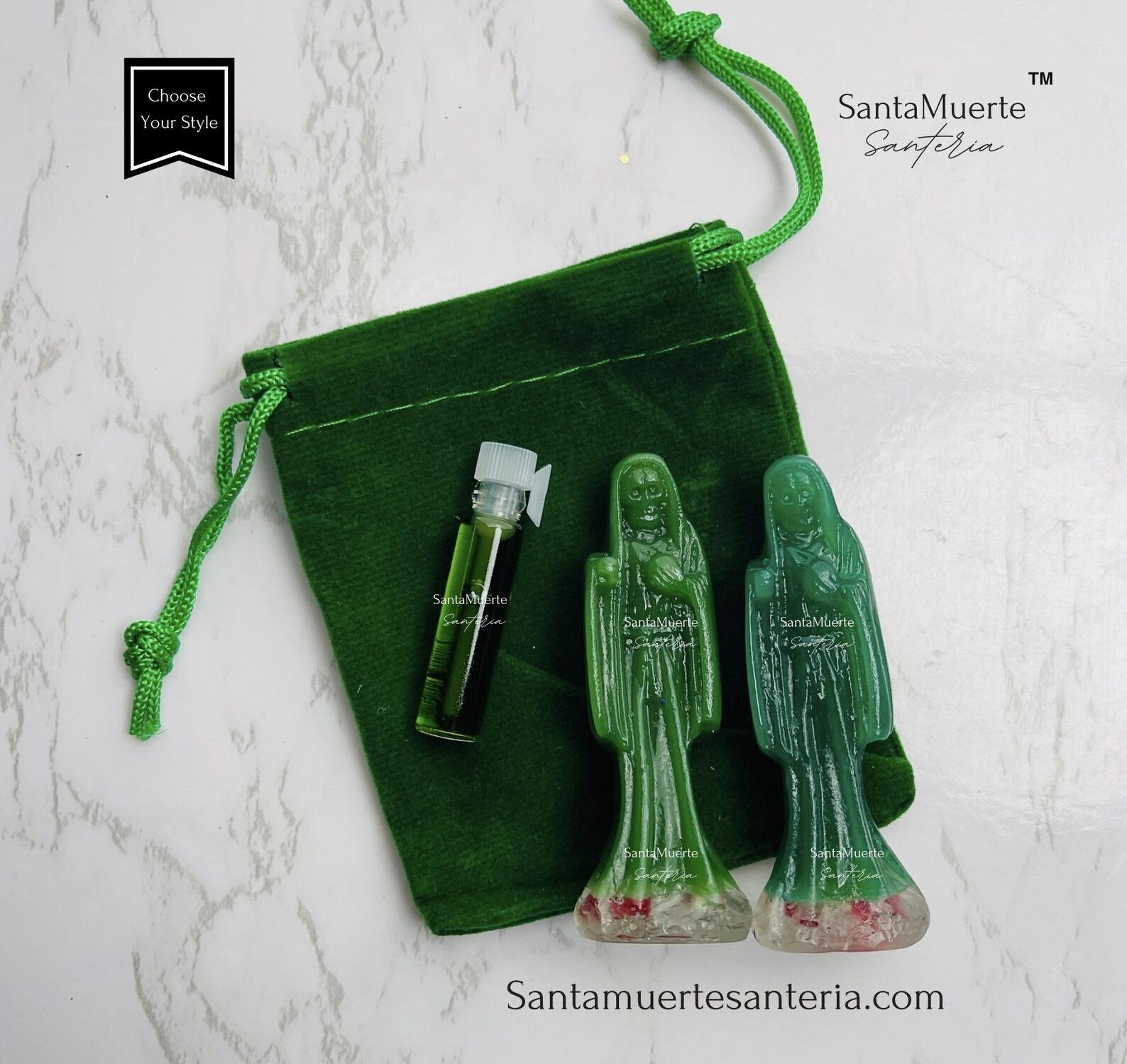 Holy Death Amulet, Holy Death Green Statue, Santa Muerte Amuleto, Santa ...