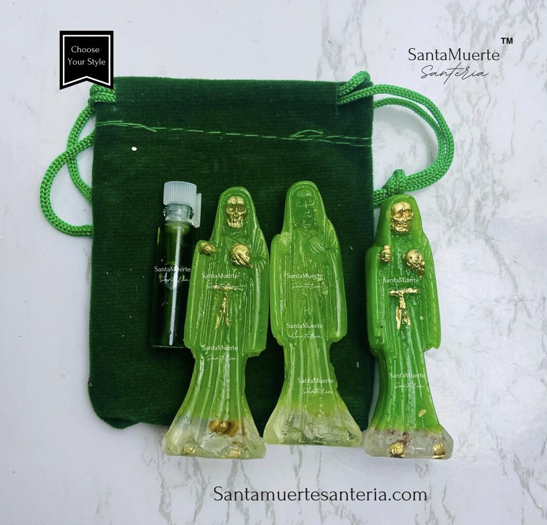Holy Death Amulet, Holy Death Green Statue, Santa Muerte Amuleto, Santa ...