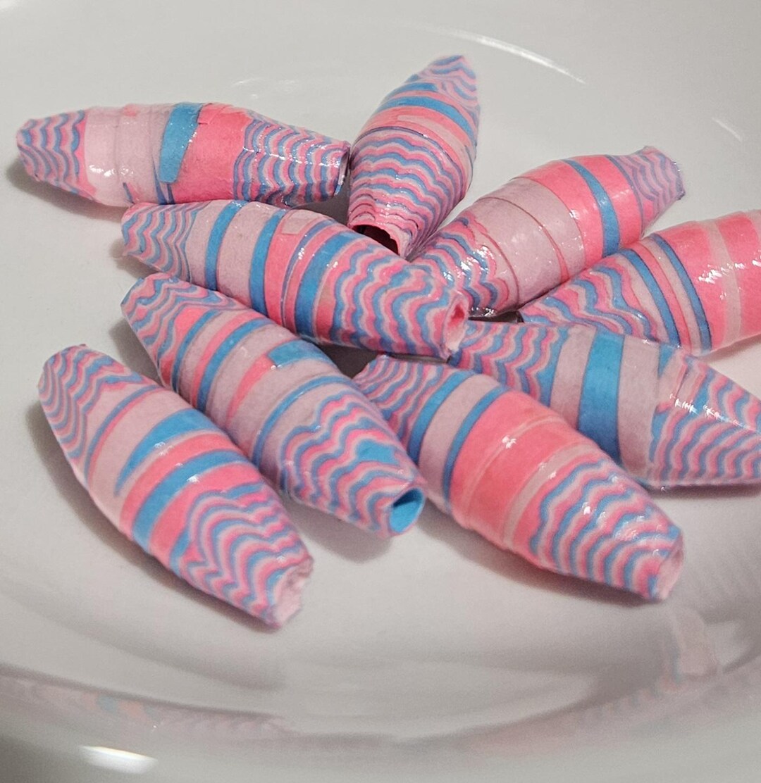 9 Handrolled Focal Whittled Paper Beads - Etsy