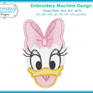 Donald and Daisy Scribble Sketch Faces- TWO Designs- DIGITAL Embroidery ...