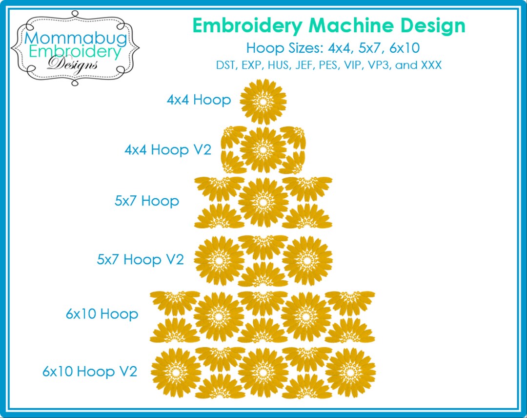 Pyrex Sunflower Daisy Pattern DIGITAL Embroidery Machine Design File - Etsy
