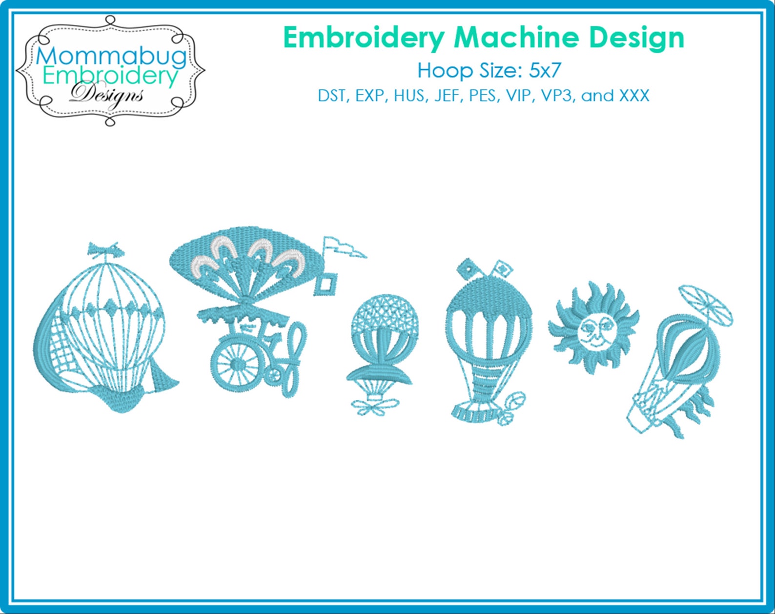 Pyrex Hot Air Balloons DIGITAL Embroidery Machine Design File - Etsy