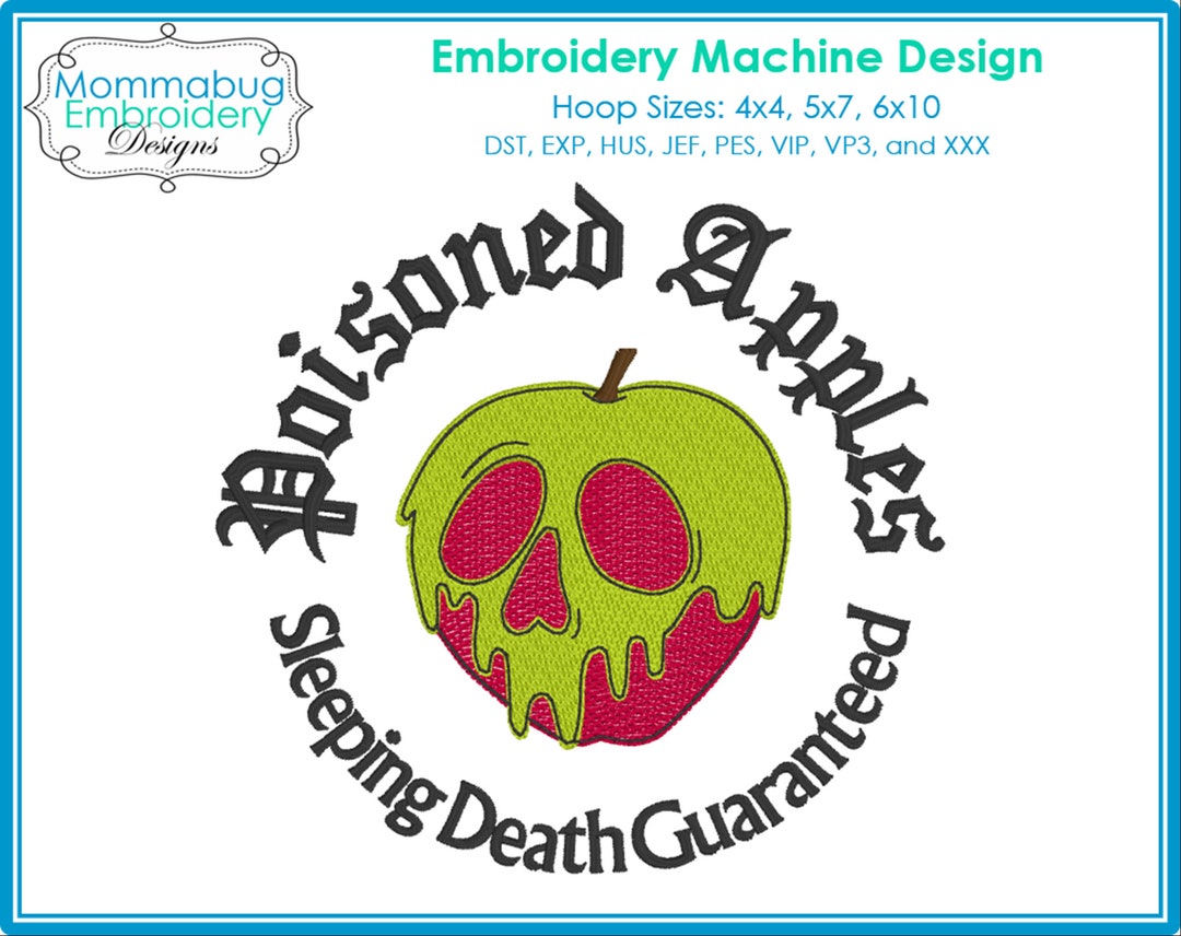 Princess Villain Poisoned Apples Sleeping Death DIGITAL Embroidery ...