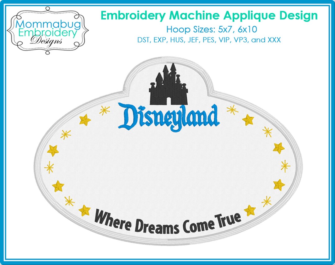 DL Cast Member Name Tag DIGITAL Embroidery Machine Applique Design File ...