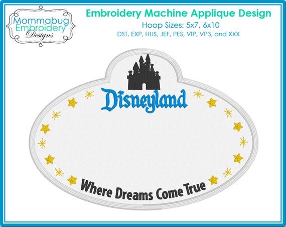 DL Cast Member Name Tag DIGITAL Embroidery Machine Design File - Etsy