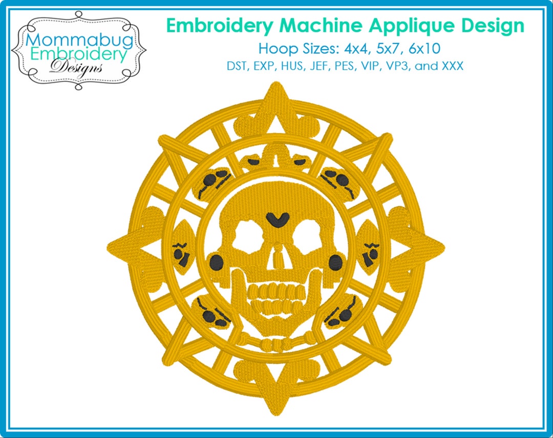 Pirate Gold Coin DIGITAL Embroidery Machine Design File - Etsy