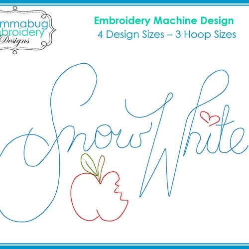 Snow White Blue Bird Sketch Digital Embroidery Machine Design - Etsy