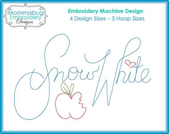 Snow White Signature Autograph DIGITAL Embroidery Machine | Etsy
