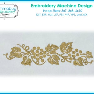 Pyrex Golden Grapes Grape Vines DIGITAL Embroidery Machine Design File ...
