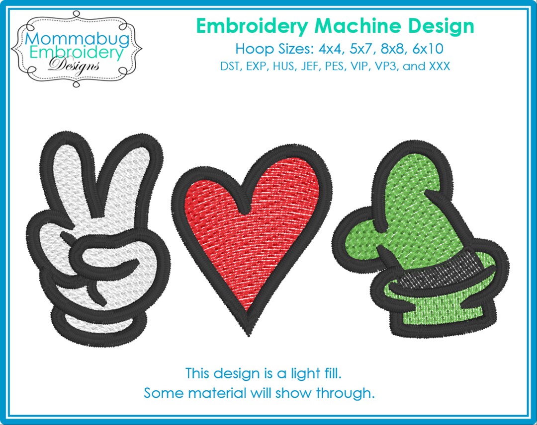 Peace Love Goofy Hat DIGITAL Embroidery Machine Design File - Etsy