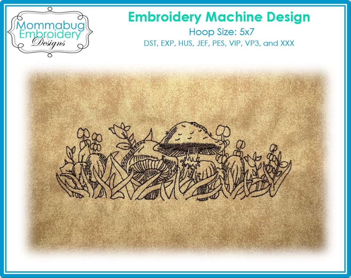 Pyrex Forest Fancies Mushrooms and Flowers DIGITAL Embroidery Machine ...