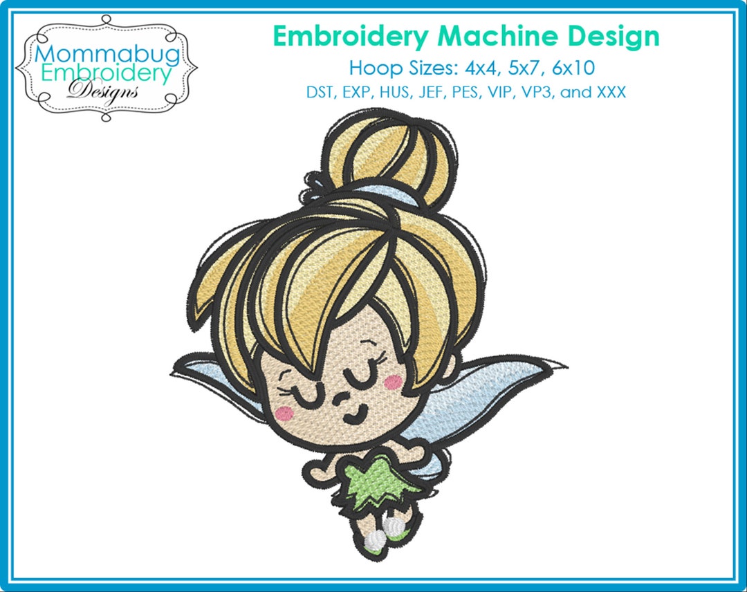 Kawaii Tinker Bell DIGITAL Embroidery Machine Design File - Etsy