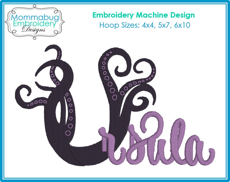 Little Mermaid Villain Ursula Name DIGITAL Embroidery Machine | Etsy