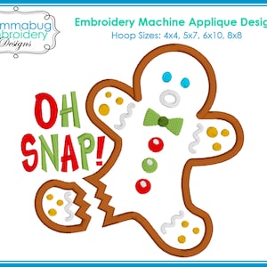 Oh Snap Gingerbread Man Applique DIGITAL Embroidery Machine | Etsy