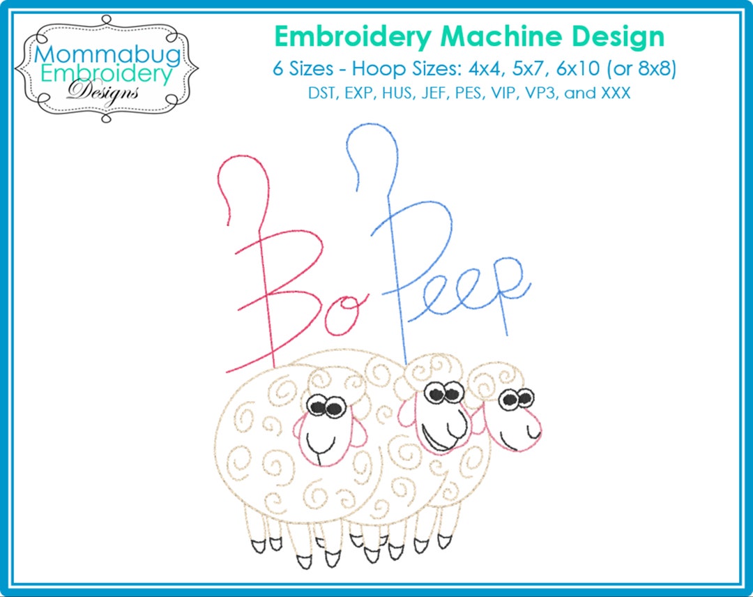 Bo Peep and Sheep Signature Autograph DIGITAL Embroidery Machine Design ...
