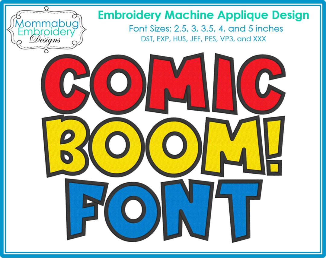 Comic Boom Superhero Applique Font DIGITAL Embroidery Machine Design ...