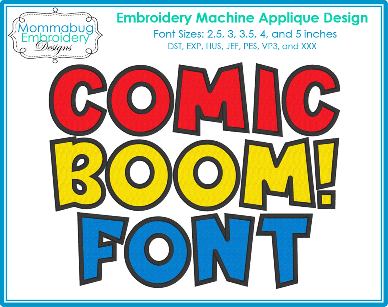 Comic Boom Superhero Applique Font DIGITAL Embroidery Machine Design ...