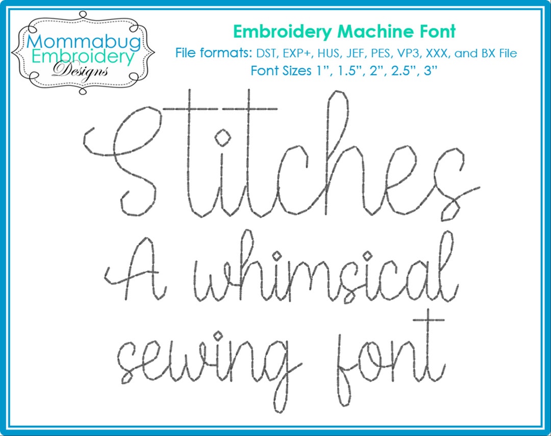 Stitches Sewing Embroidery Font Includes BX File DIGITAL Embroidery ...